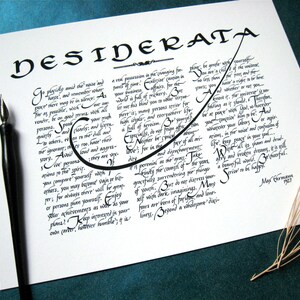 Desiderata Calligraphy Art - Word Art Print - Positive Quote ...
