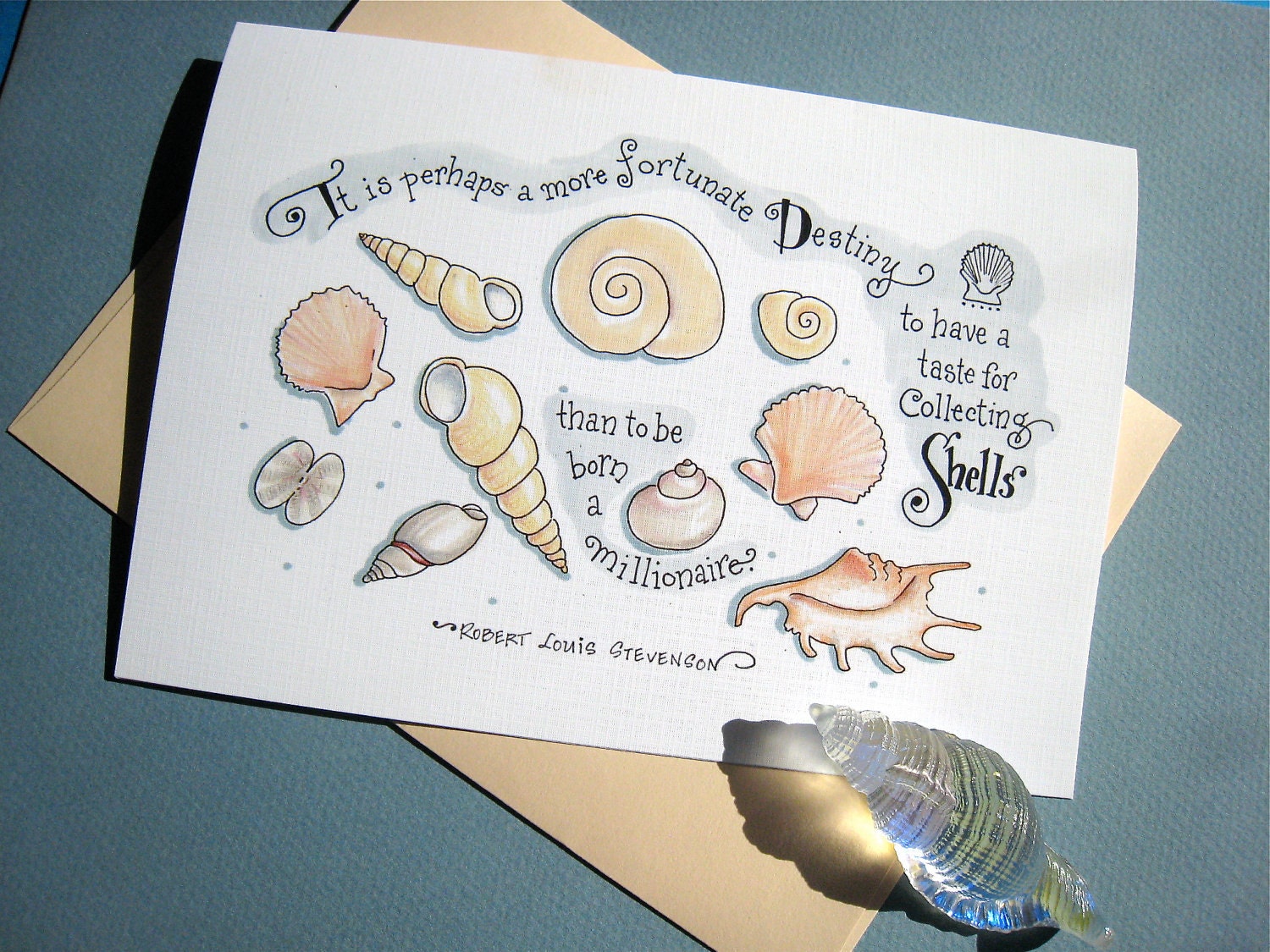 Seashell Card - Inspirational Card for Beach Lover - Shells Quote Card ...