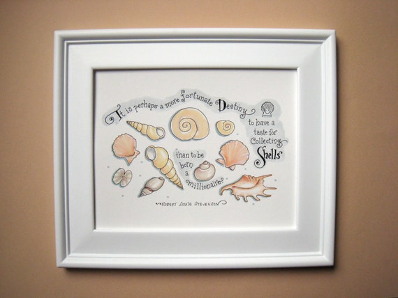 Shell Print Quotes Seashell Quote, Coastal Wall Print Quote, Beach