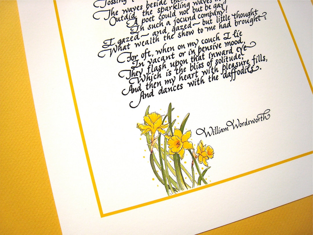 Daffodils Calligraphy Print - Wordsworth Poem - English Romantic ...