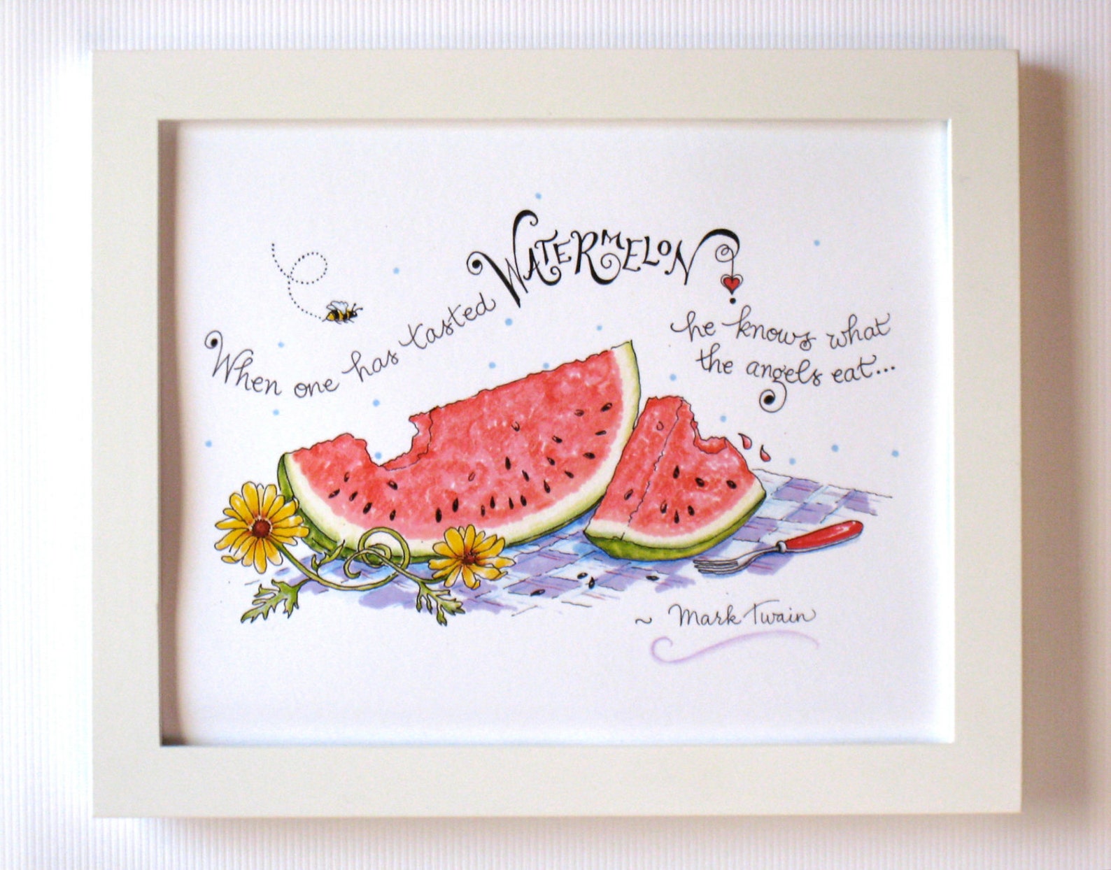 Watermelon Print Mark Twain Quote Kitchen Wall Art When - Etsy