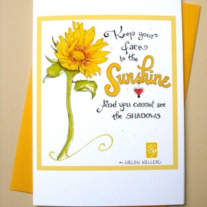 Sunflower Encouragement Card - Sympathy Card - Get Well Card - Sunshine ...