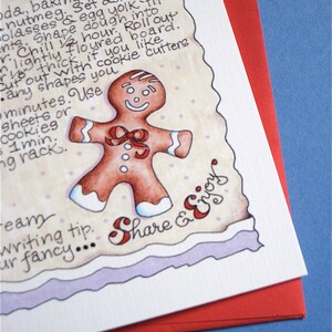 Gingerbread Cookies Christmas Cards Set - Christmas Cookie Recipe Cards ...