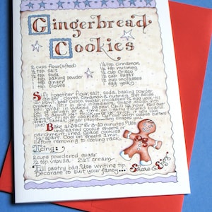 Gingerbread Cookies Christmas Cards Set - Christmas Cookie Recipe Cards ...