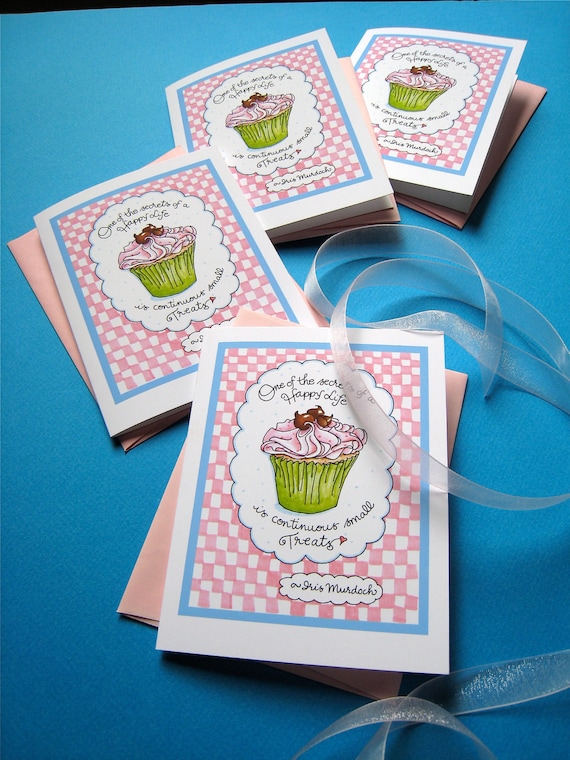 Cupcake Notes Cupcake Art Note Cards Baking Gift Gifts | Etsy