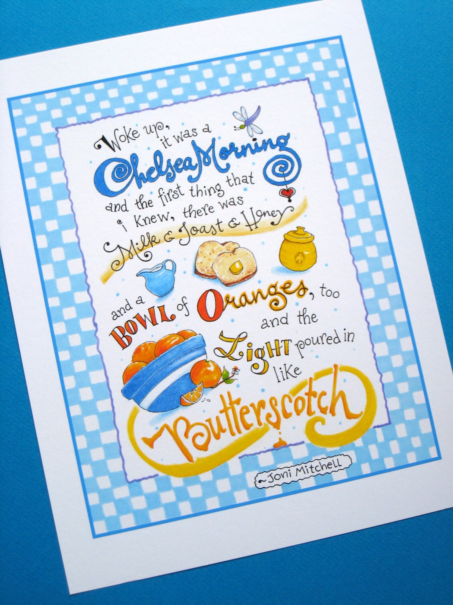 Chelsea Morning Blue Kitchen Print - Song Quote Art - Folk Music Art ...