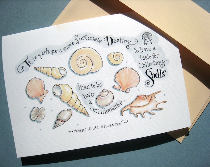 Seashell Card - Inspirational Card for Beach Lover - Shells Quote Card ...