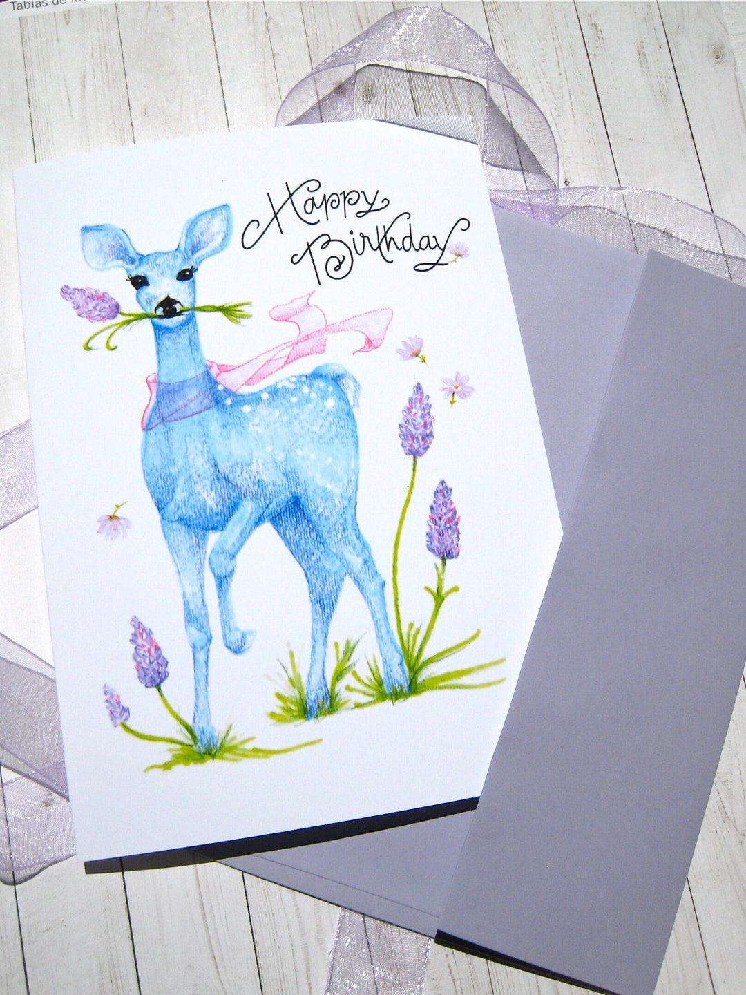 Deer Birthday Card Woodland Birthday Card Pretty Birthday - Etsy