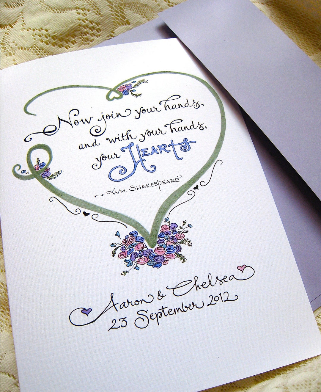 Personalized Wedding Card - Wedding Calligraphy Card - Wedding Quote ...
