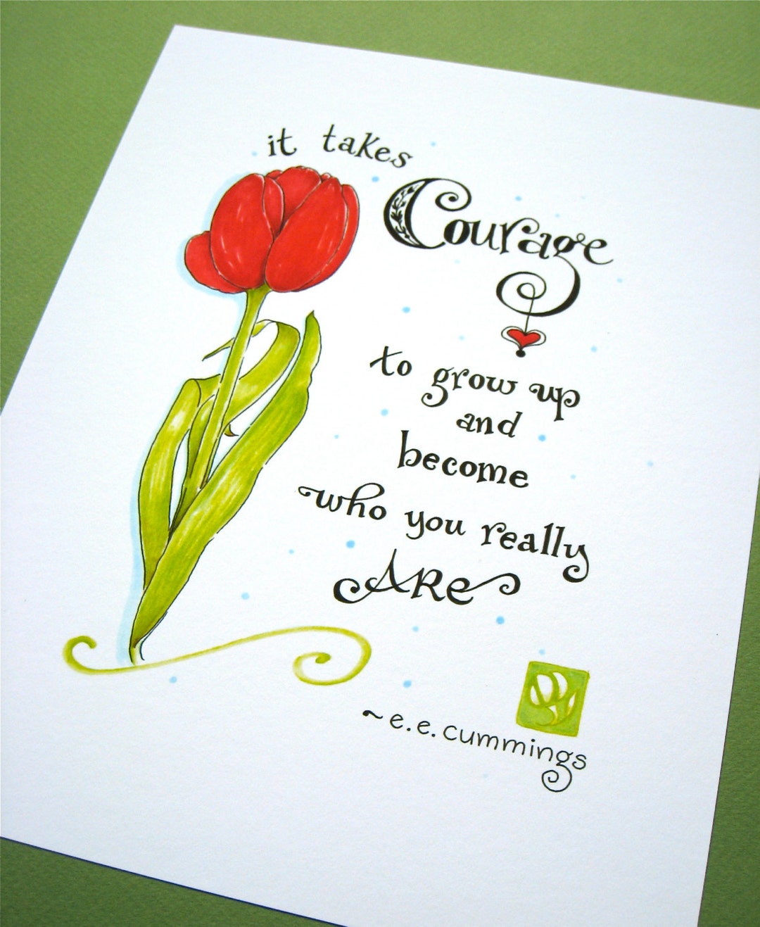 Courage Quote Print - Graduation Gift - It Takes Courage to Grow up ...