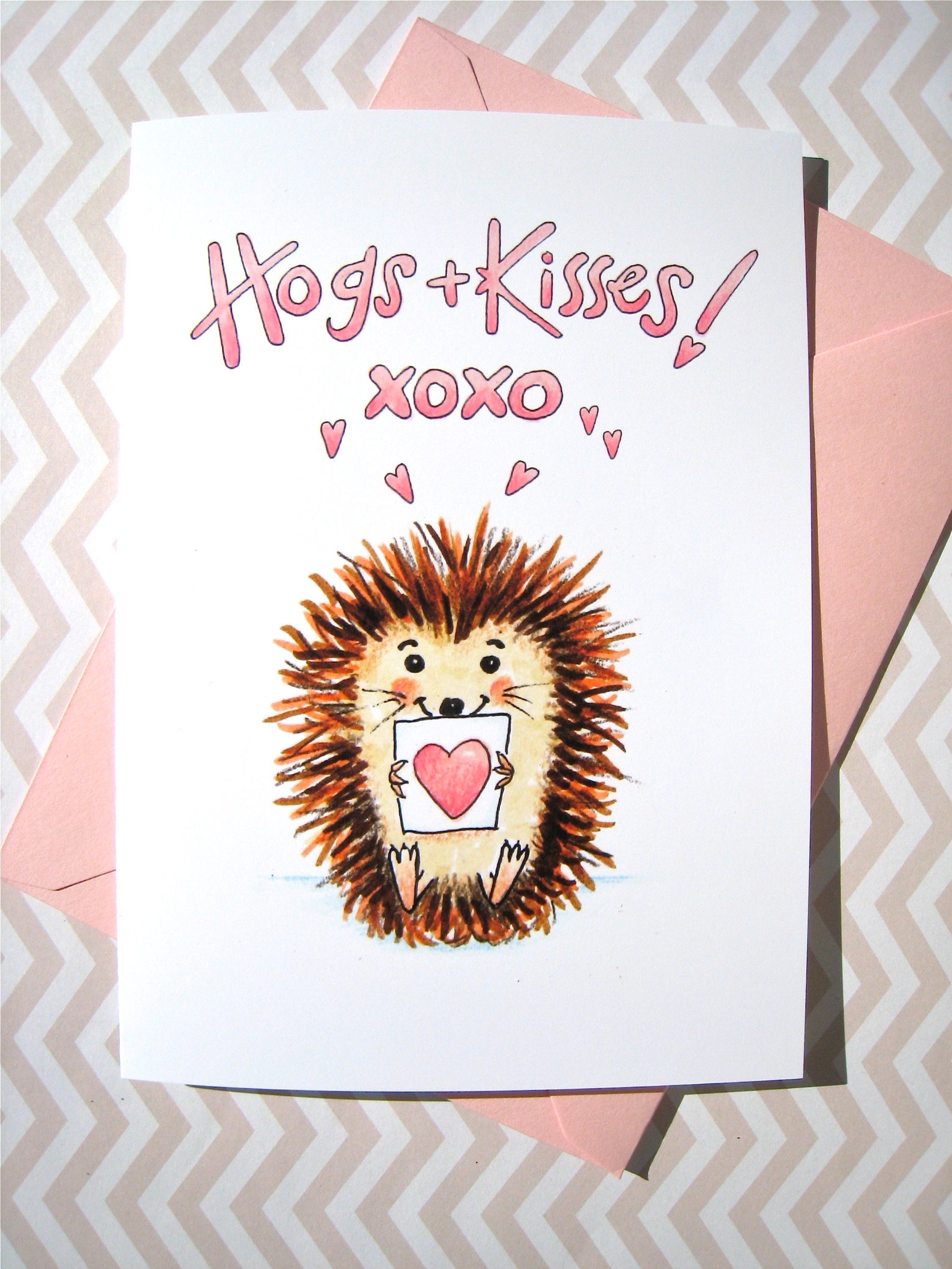 Hedgehog Card Hedgehog Valentine's Day Card Cute - Etsy