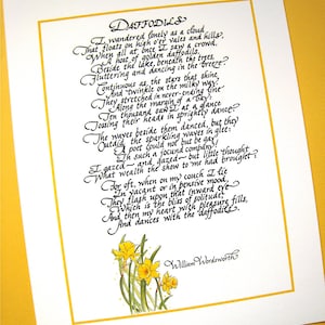 Daffodils Calligraphy Print - Wordsworth Poem - English Romantic ...
