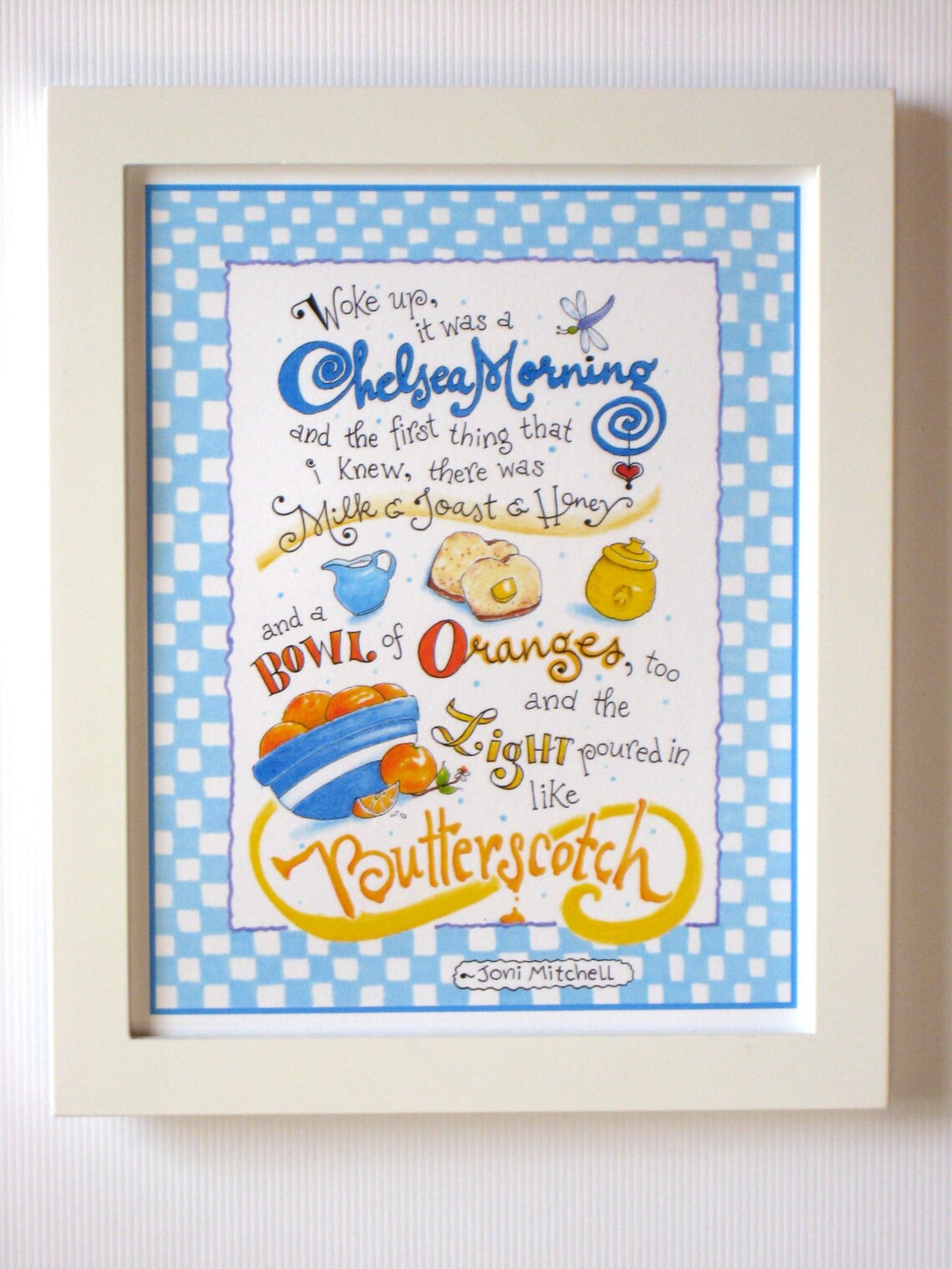 Chelsea Morning Blue Kitchen Print - Song Quote Art - Folk Music Art ...