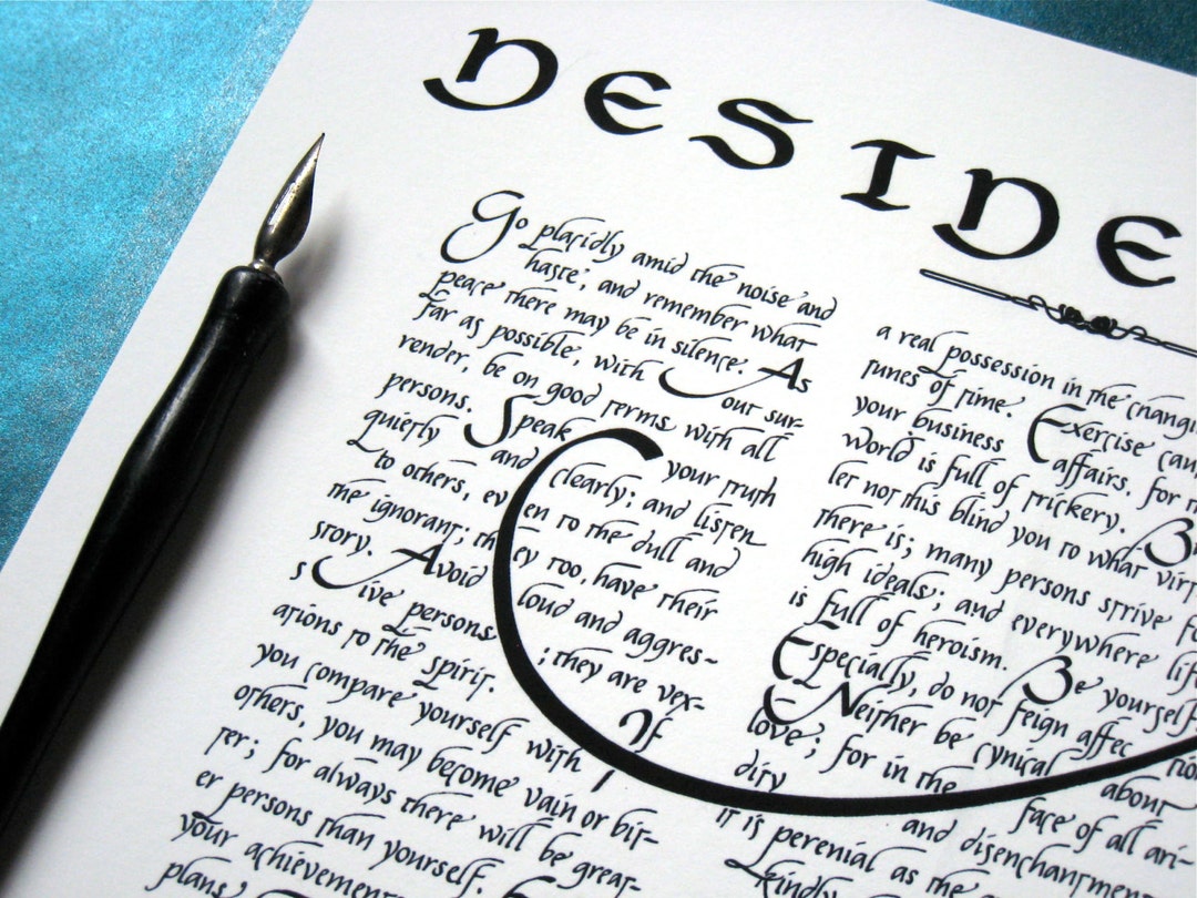 Desiderata Calligraphy Art - Word Art Print - Positive Quote ...