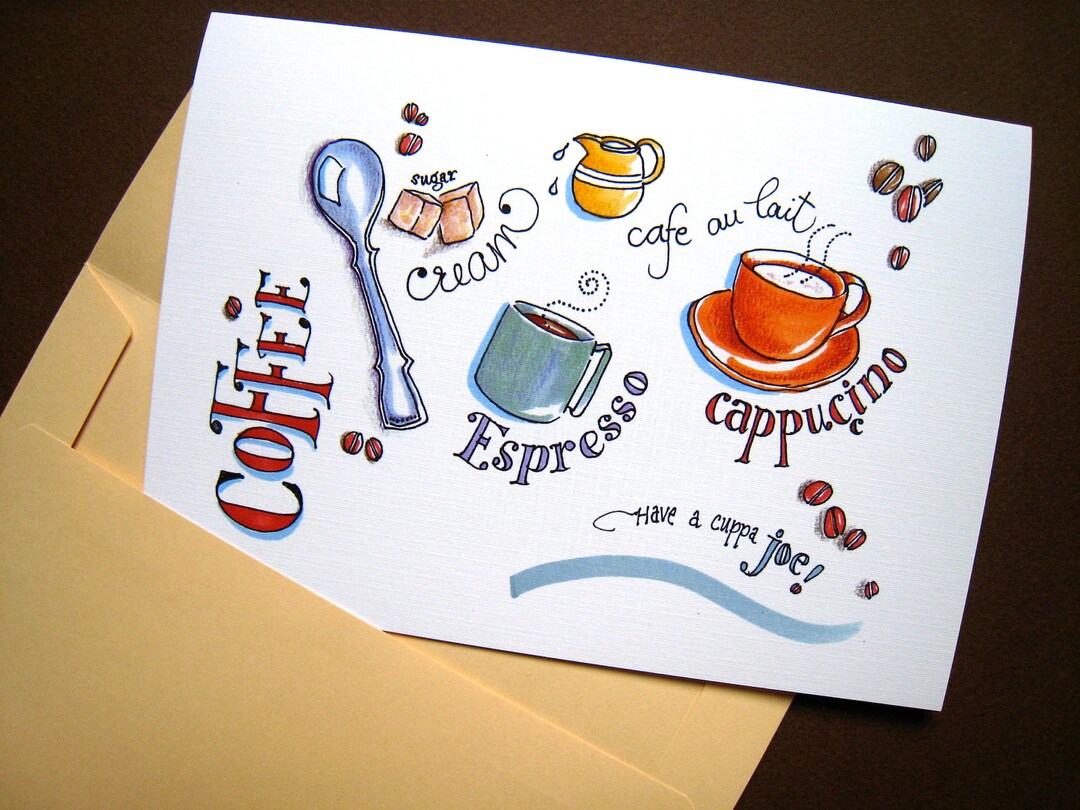 Coffee Cups Card - Coffee Gift Card - for Coffee Lover - Coffee ...