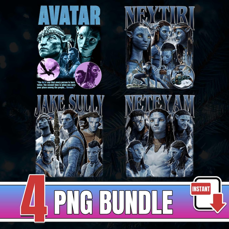 Avatar Jake Sully Neytiri 4 PNG BUNDLE | Printable PNG Pack | Avatar 2 ...