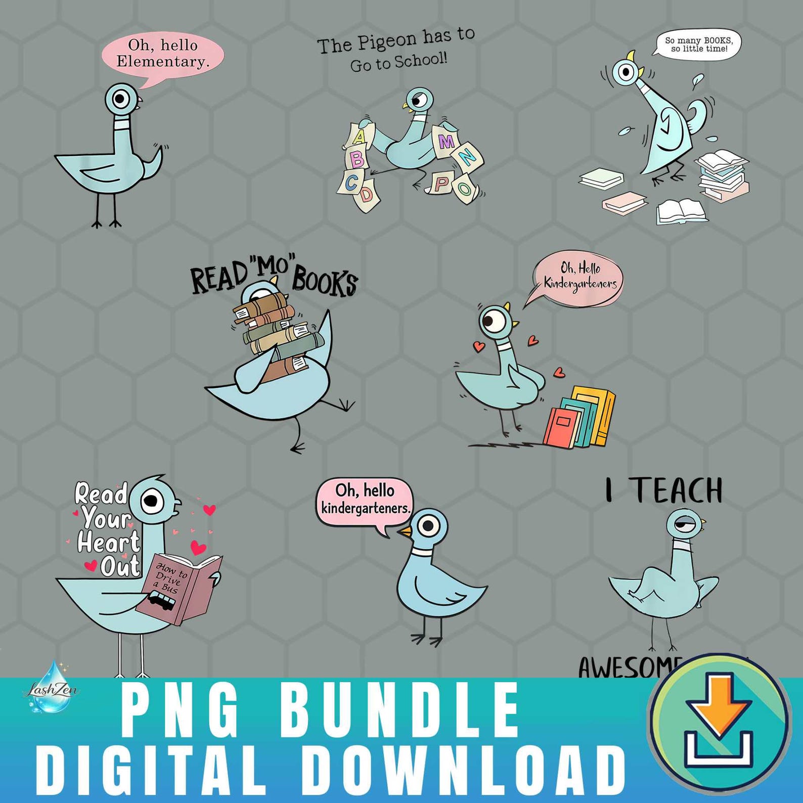 Funny Pigeon Teachers PNG Bundle, Kindergarten Teacher, Funny Children ...