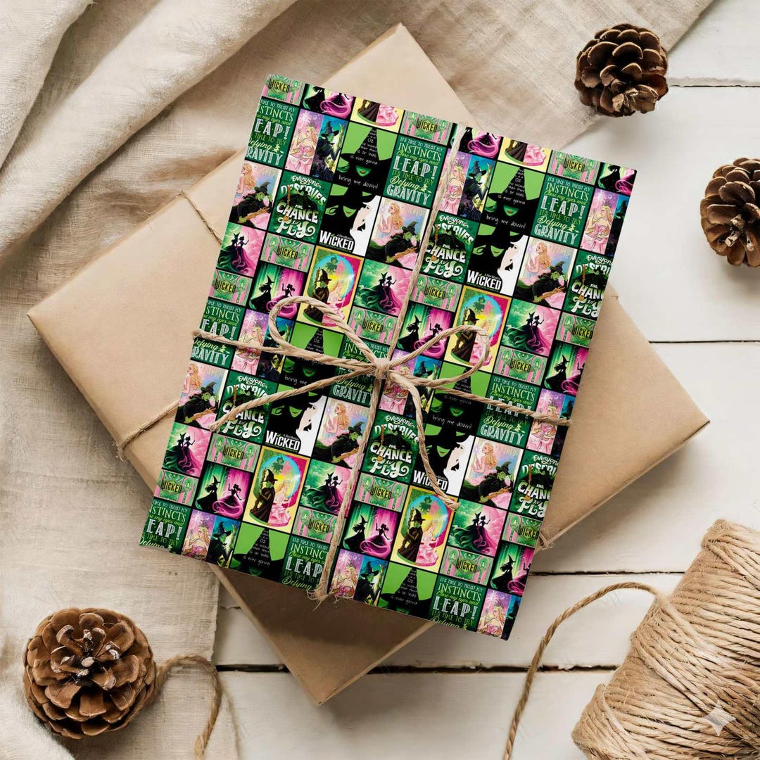 Wicked Wrapping Paper, Christmas Gifts Wrap, Holiday Wicked Musical ...
