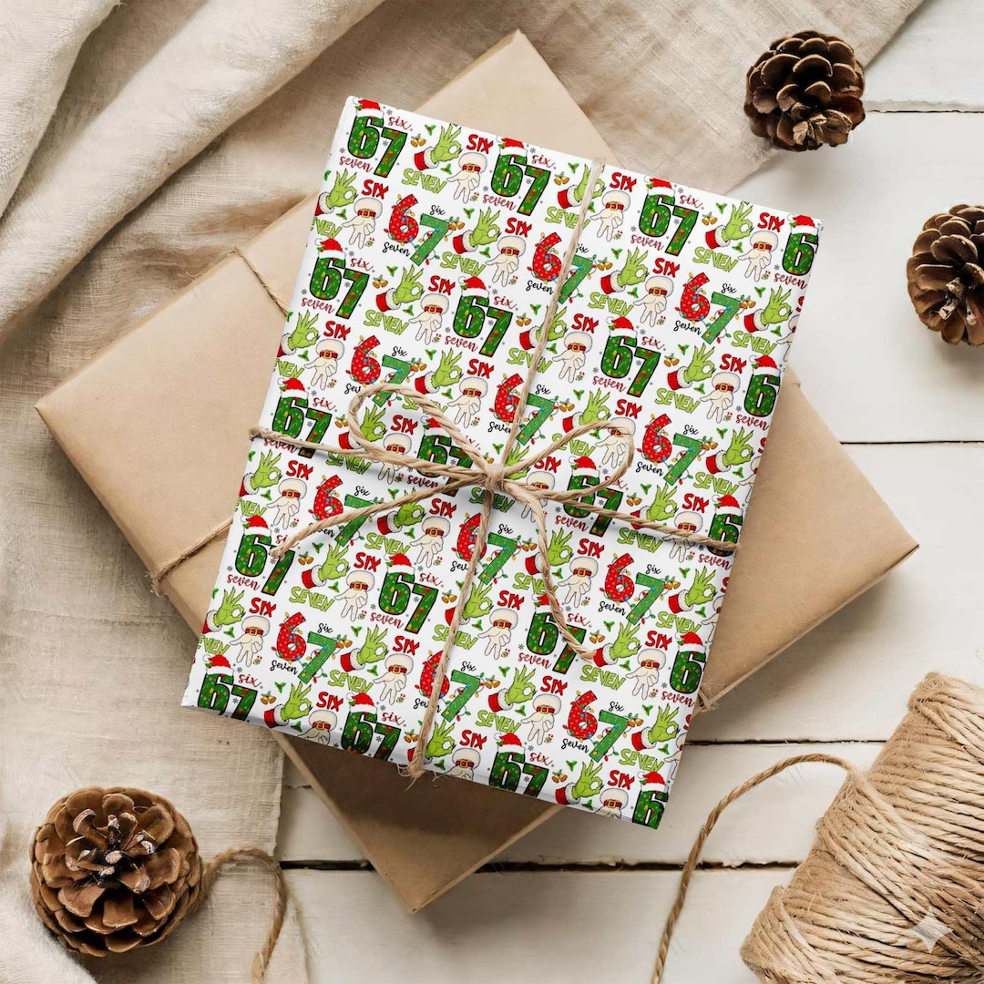 Funny 6 7 Wrapping Paper, 67 Meme Funny Christmas Gift Wrap, Six Seven ...