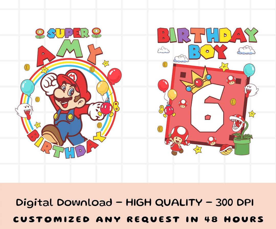 Personalized Super Mario Birthday Png File Download, Custom Mario Name ...