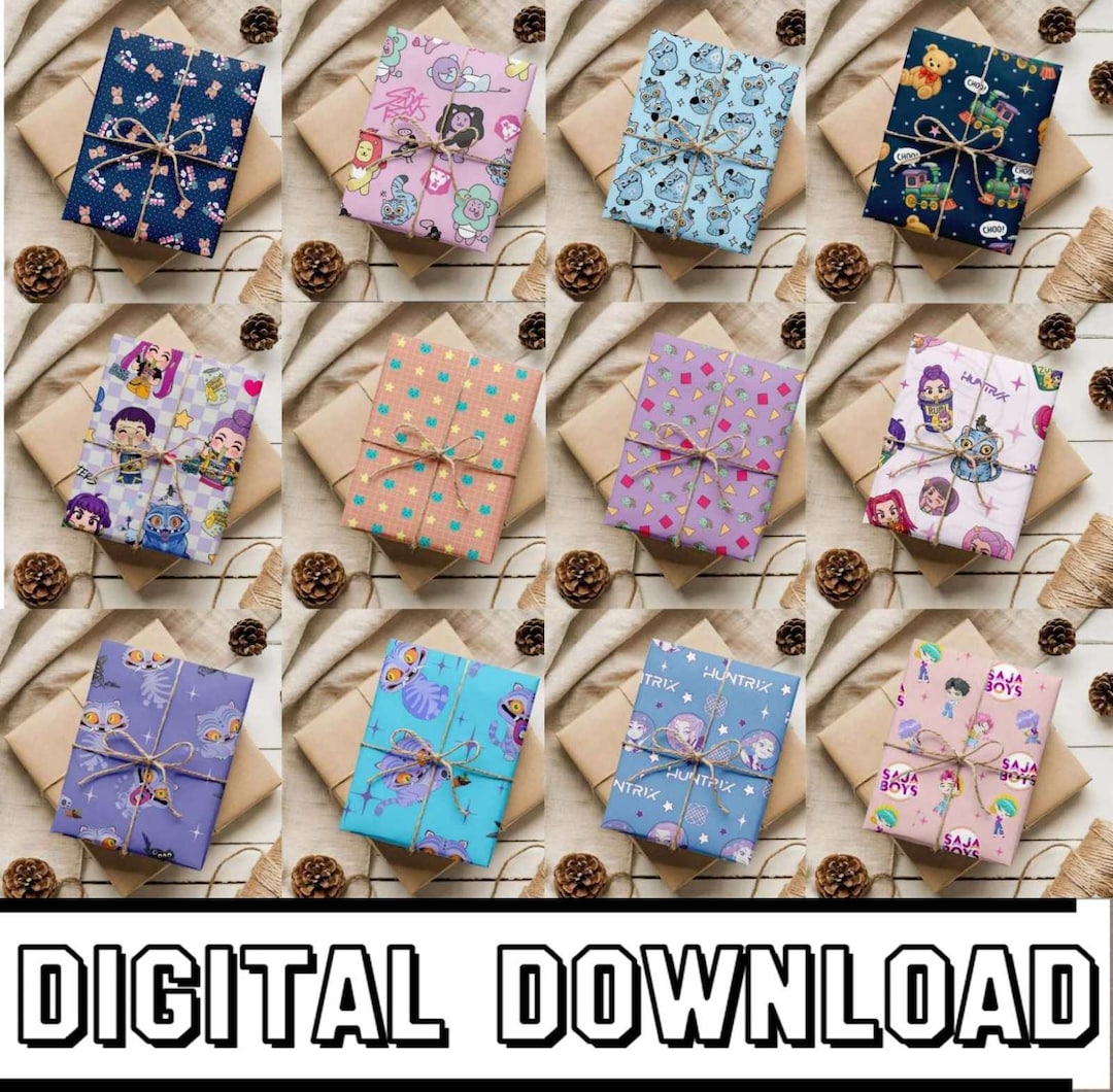Kpop Demon Hunters Wrapping Paper Seamless Pattern Download | Huntrix ...