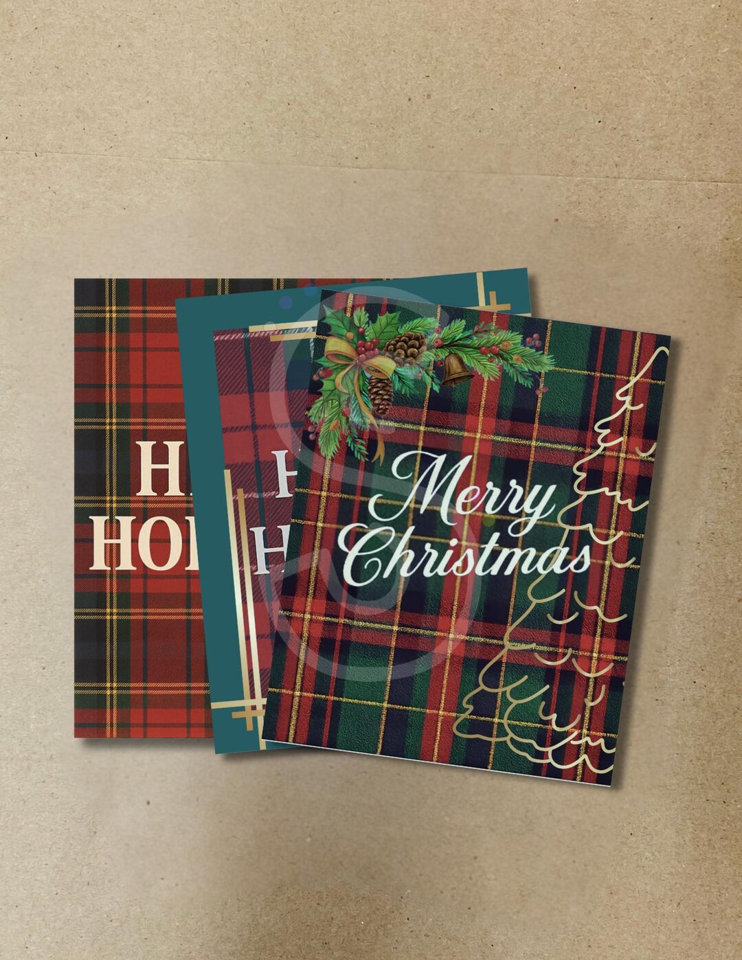 Tartan Plaid Christmas Greeting Cards • Rustic Holiday Stationery (A2 ...