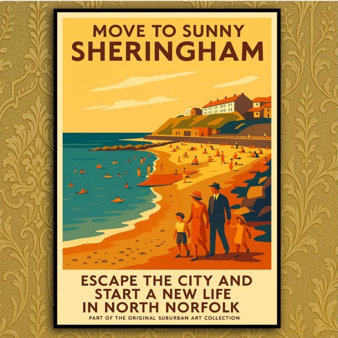 Sheringham Vintage Travel Poster Framed – Portrait Art Deco Print ...