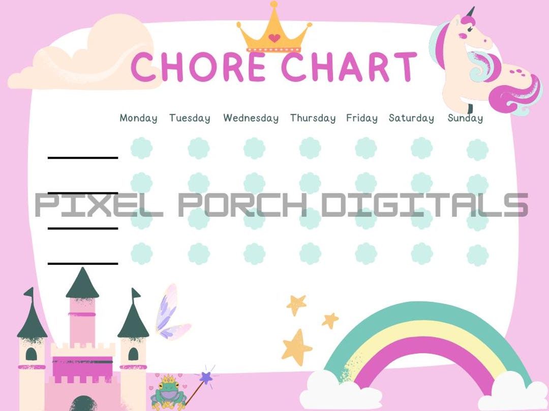 Unicorn Chore Chart Printable | Kids' Responsibility Tracker (PDF ...