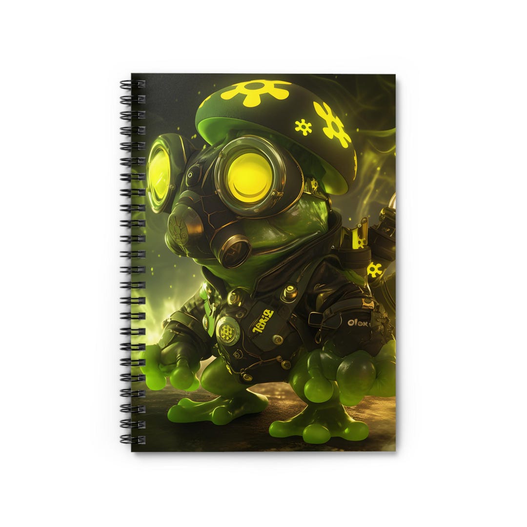 Radioactive Frog Soldier Spiral Notebook | Neon Toxic Frog Art, Ruled ...