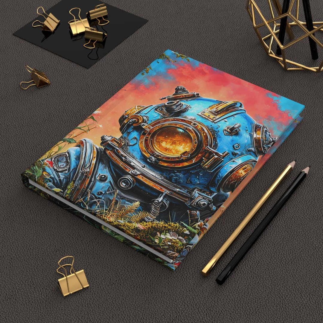 Vintage Deep Sea Diver Helmet Journal | Hardcover Matte Notebook ...