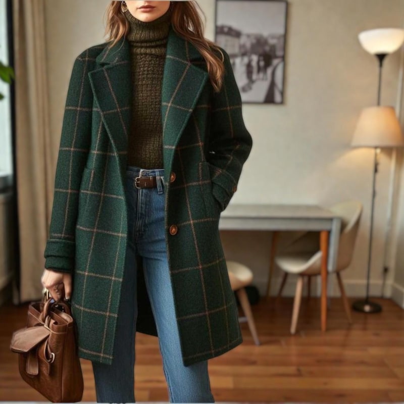 Plaid Long Coat for Women - Etsy
