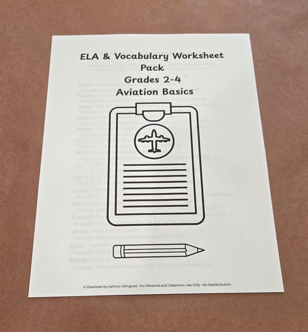 Aviation Basics ELA & Vocabulary Worksheet Pack (grades 2–4) | Word ...