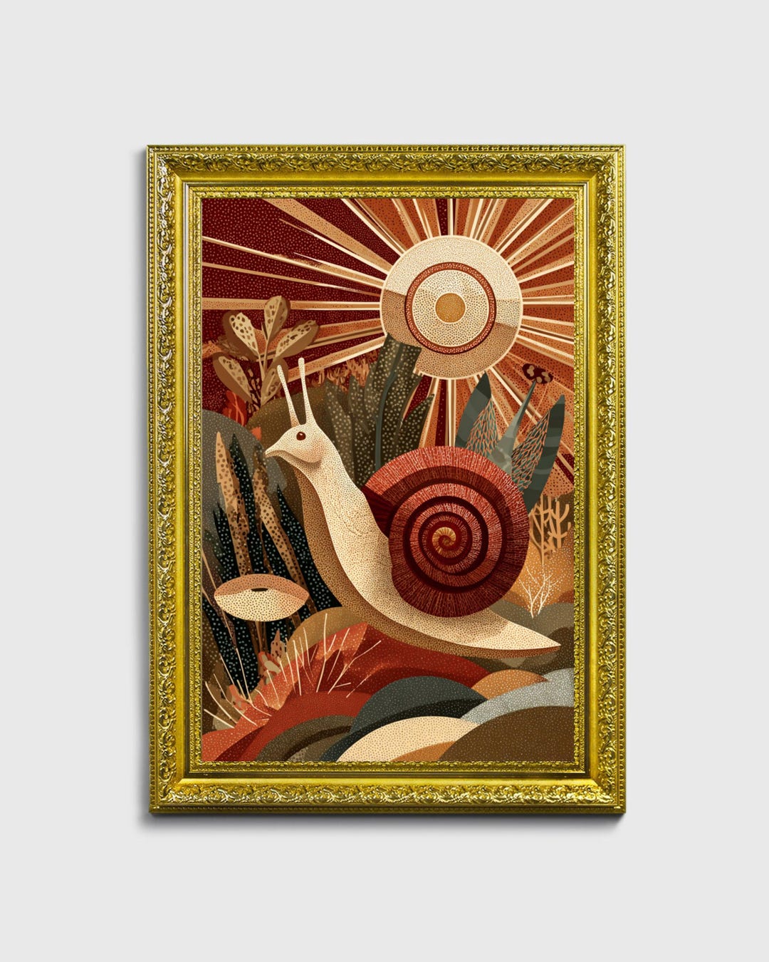 Abstract Snail Wall Art, Boho Nature Print, Warm Earth Tone Decor ...