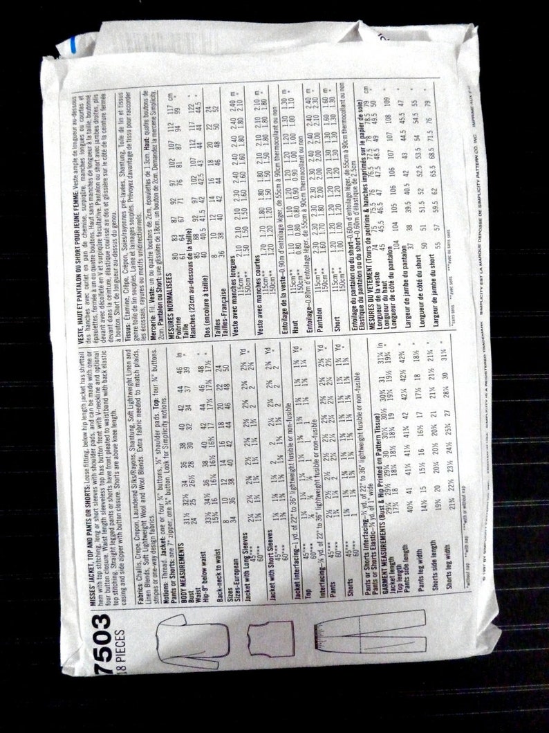 Simplicity Sewing Pattern 7768 Misses Pullover Tops Size BB - Etsy Canada