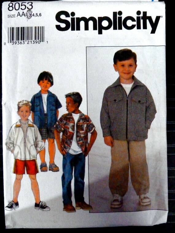 Simplicity Sewing Pattern 8053 Boys Jacket Shorts Pants Size | Etsy UK