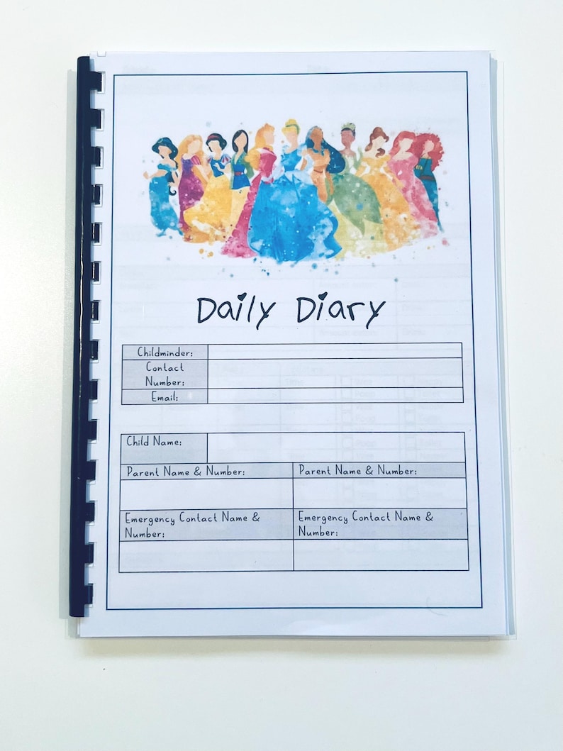 Princess Themed Childminder EYFS Daily Diary, Daily Panner, Child Care ...