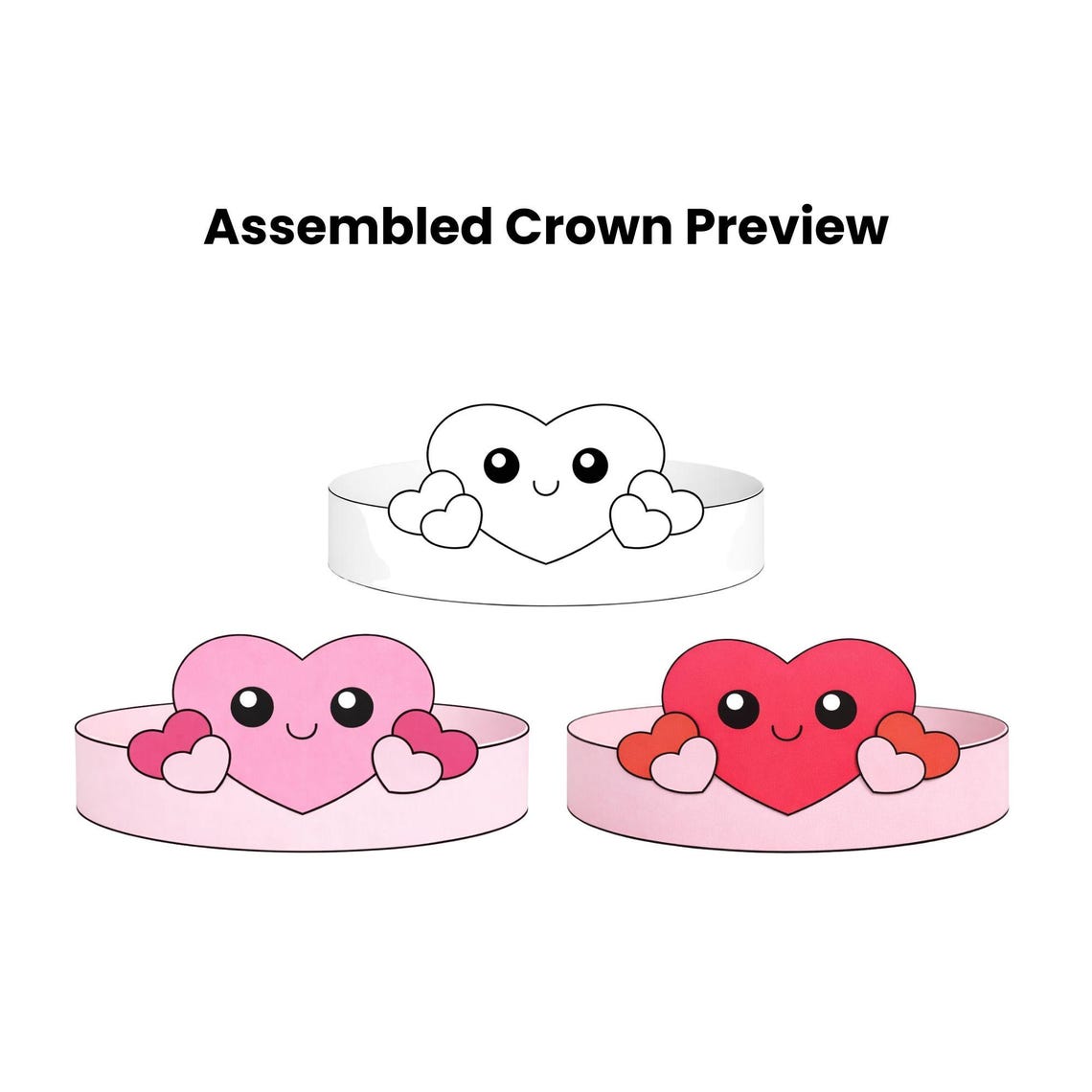 Heart Crown Craft for Kids | Valentine Headband Printable | Color ...