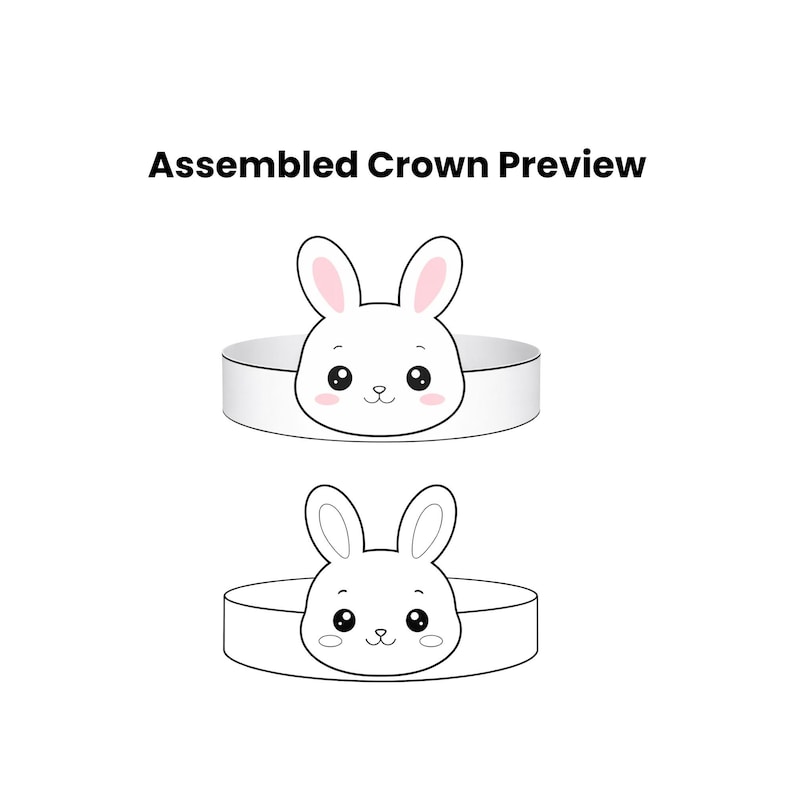 Printable Bunny Crown: Easter Headband Craft, Preschool Activity (color ...