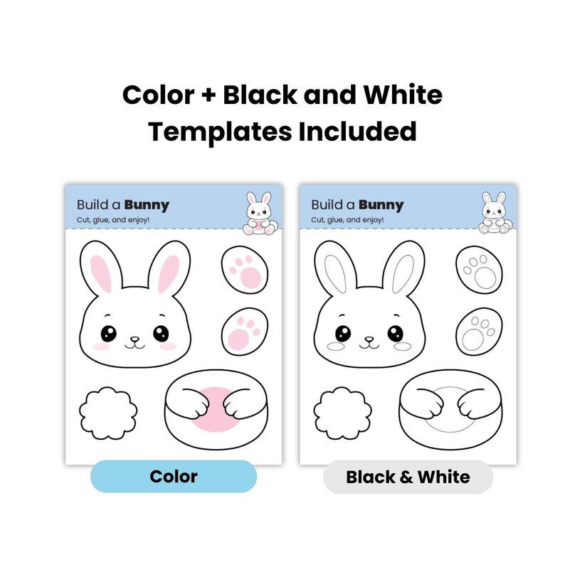 Bunny Cut and Paste Printable | Easter Preschool Activity | Color ...