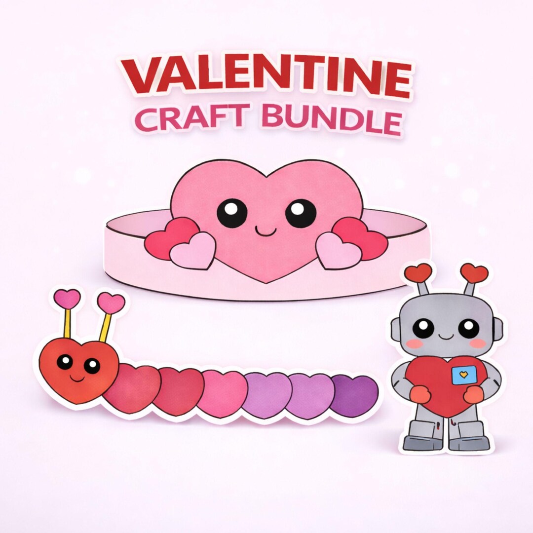 Valentine Craft Bundle for Kids | 3 Valentine Activities | Printable ...