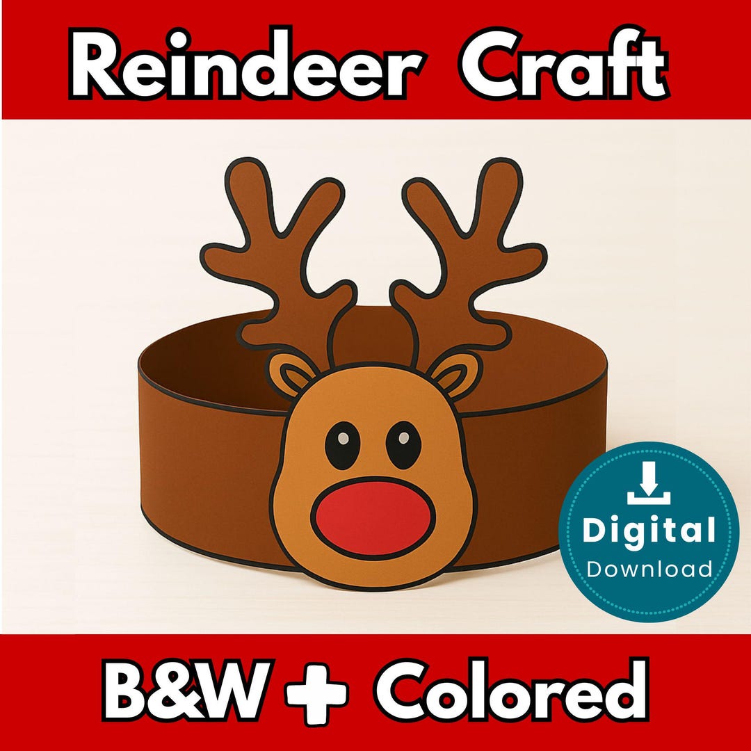 Reindeer Headband Craft Printable | Christmas Crown for Kids | US ...