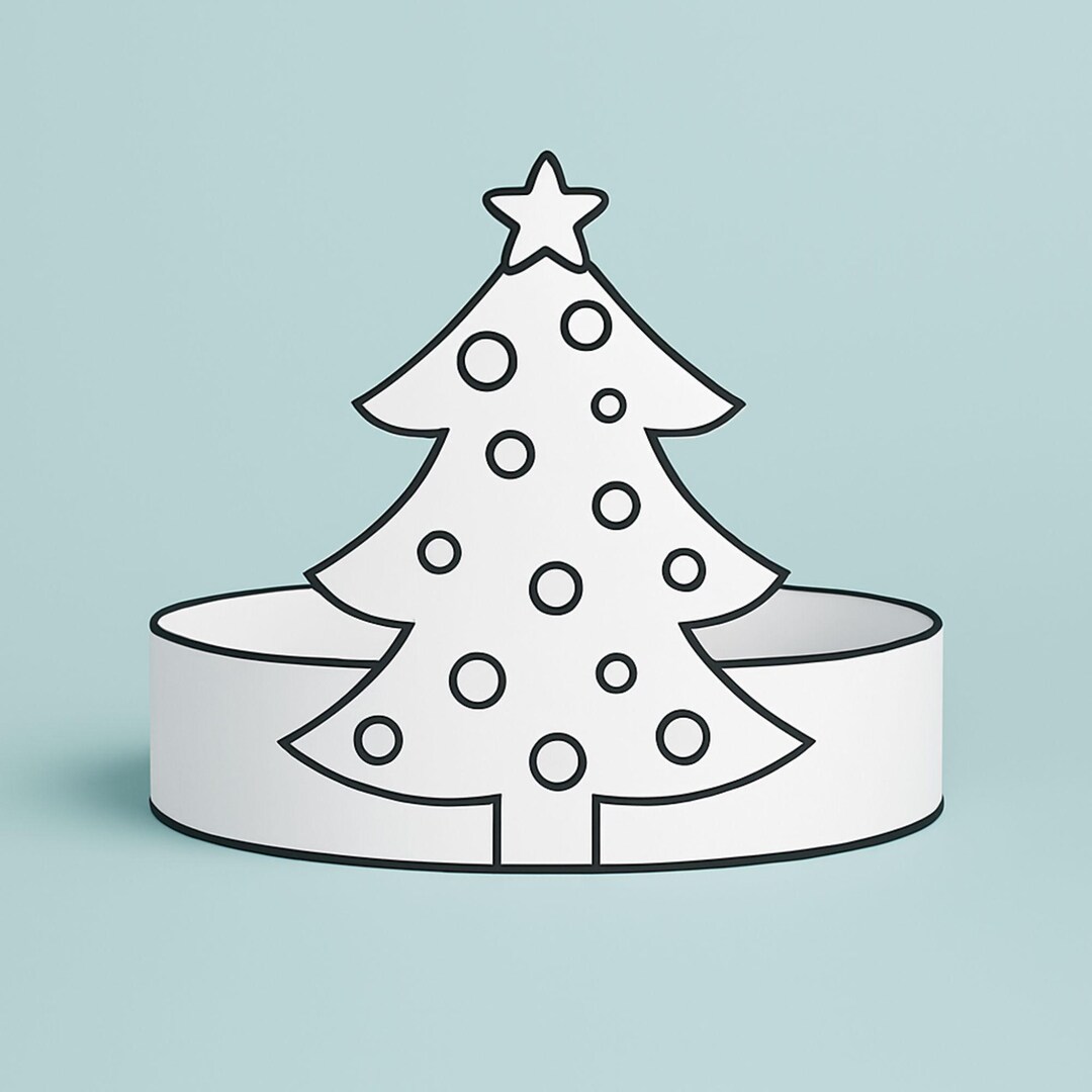 Christmas Tree Crown Printable | Kids Holiday Headband Template - Etsy