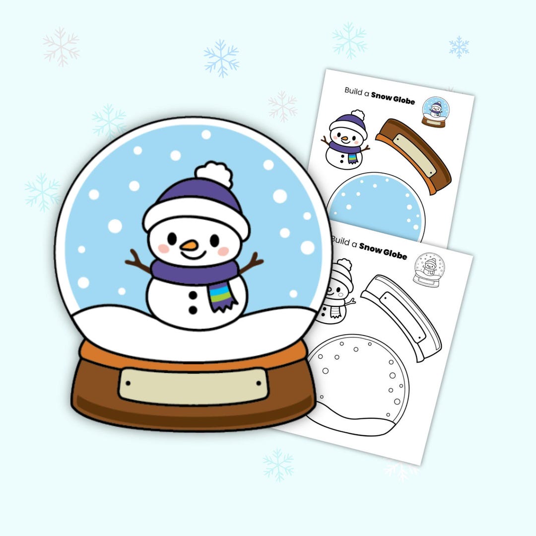 Snowman Snow Globe Craft | Cut and Paste Winter Activity (PDF) - Etsy