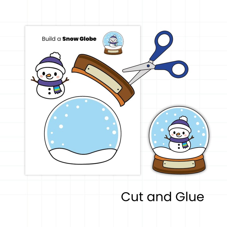 Snowman Snow Globe Craft | Cut and Paste Winter Activity (PDF) - Etsy