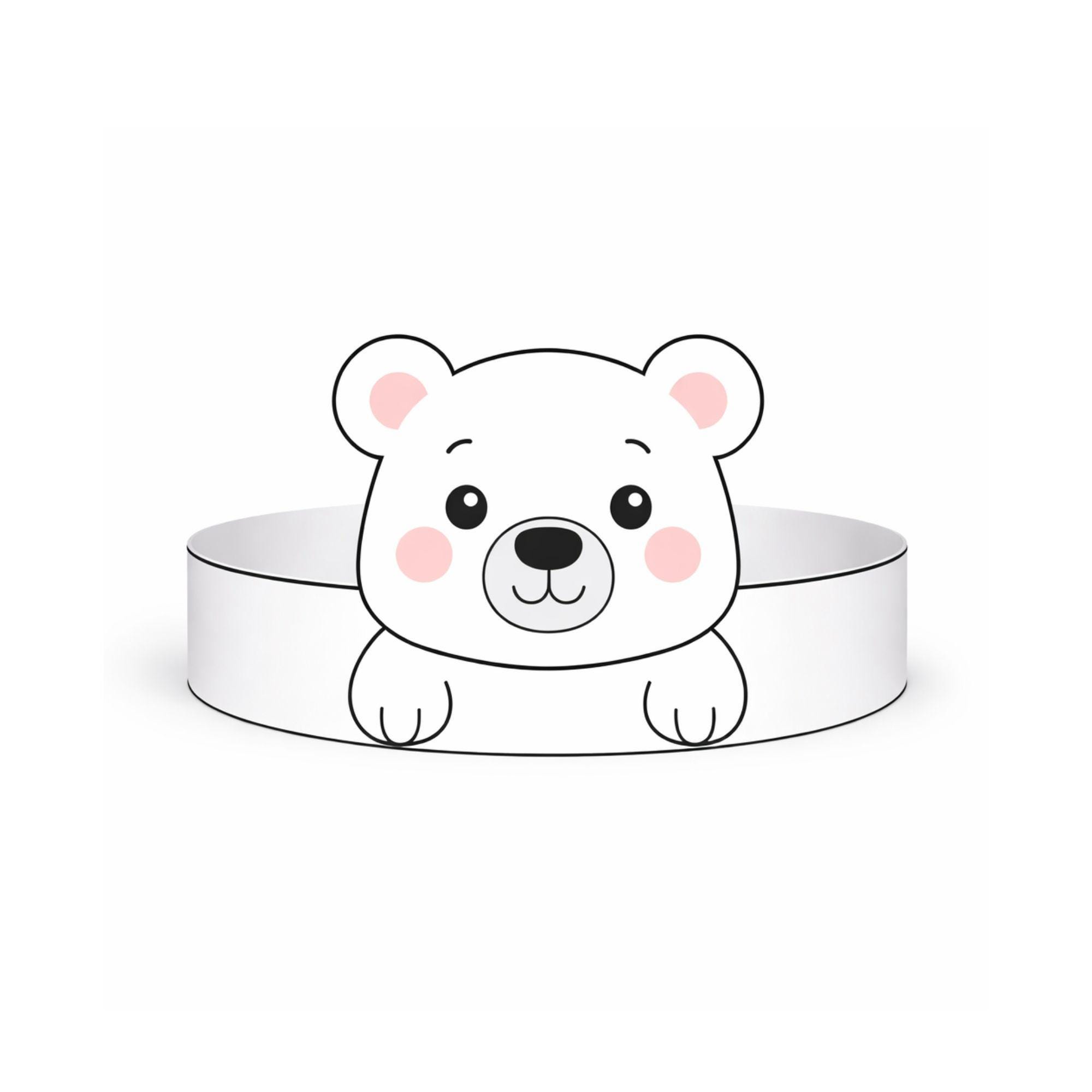 Polar Bear Crown Printable | Winter Animal Headband Craft | Color and ...