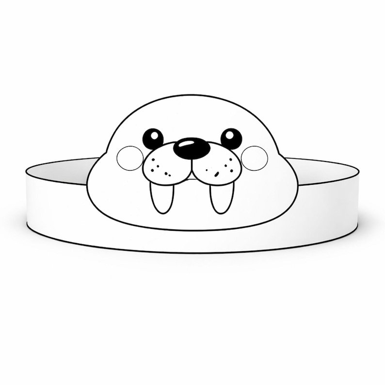 Walrus Crown Craft Printable | Arctic Animal Paper Crown | Color and B ...