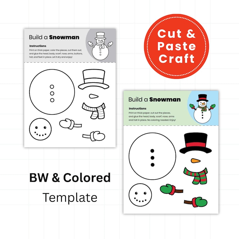 Snowman Cut and Paste Printable | Build-it Activity for Kids | Winter ...