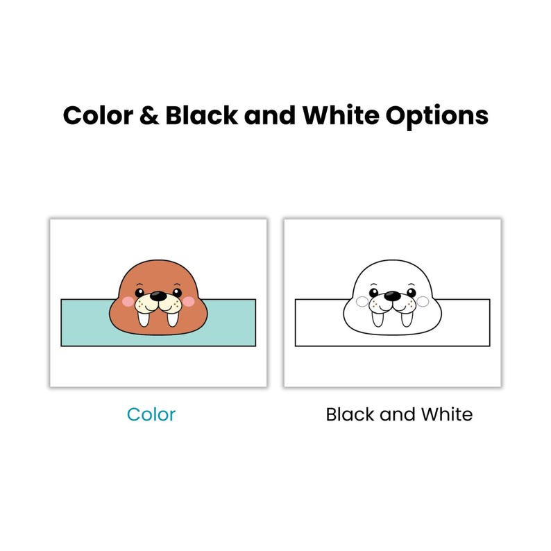 Walrus Crown Craft Printable | Arctic Animal Paper Crown | Color and B ...