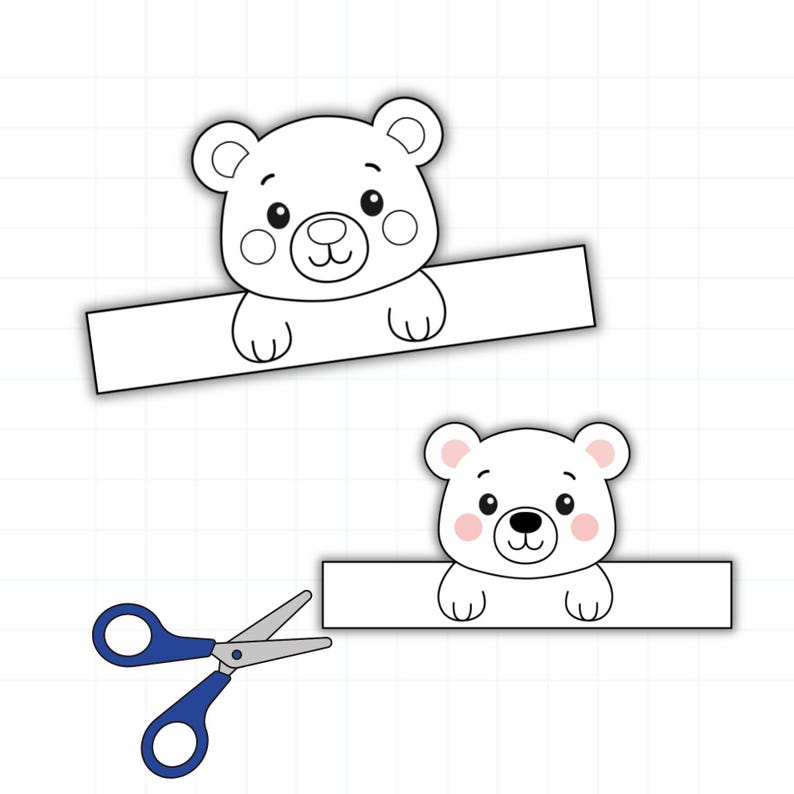 Polar Bear Crown Printable | Winter Animal Headband Craft | Color and ...