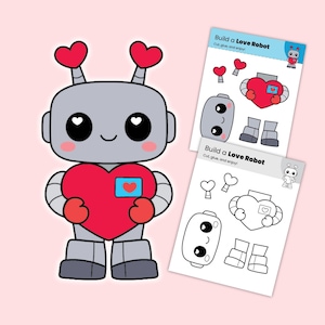 Build a Love Robot Cut and Paste Craft | Valentine Preschool Printable ...